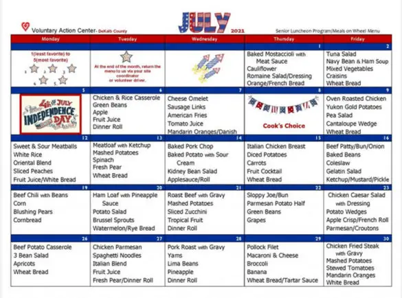 6 Sample Meals on Wheels Menus Across America